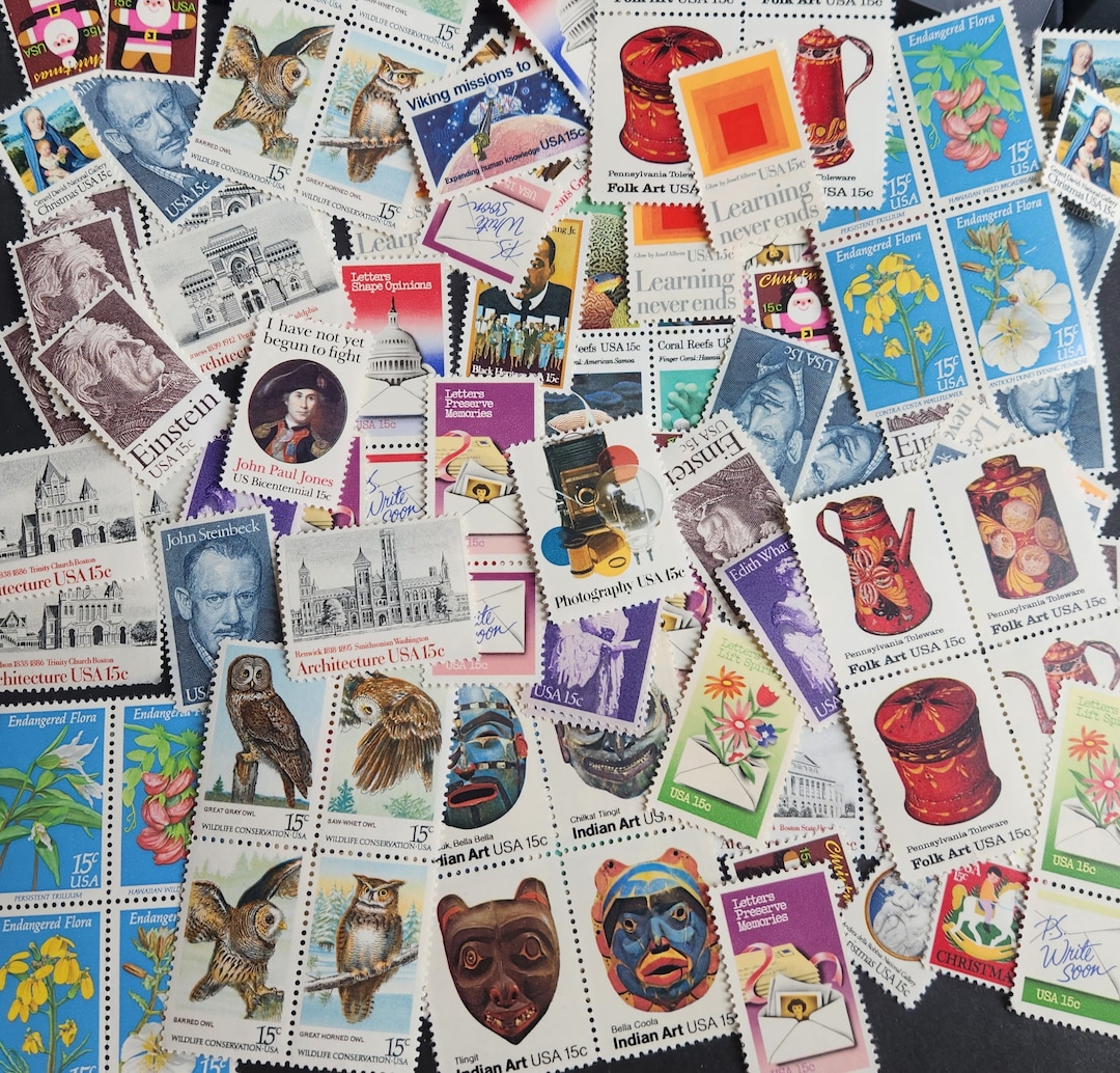 25 UNIQUE PREMIUM Vintage Unused 1980s Postage Stamps 15c // Nature ...