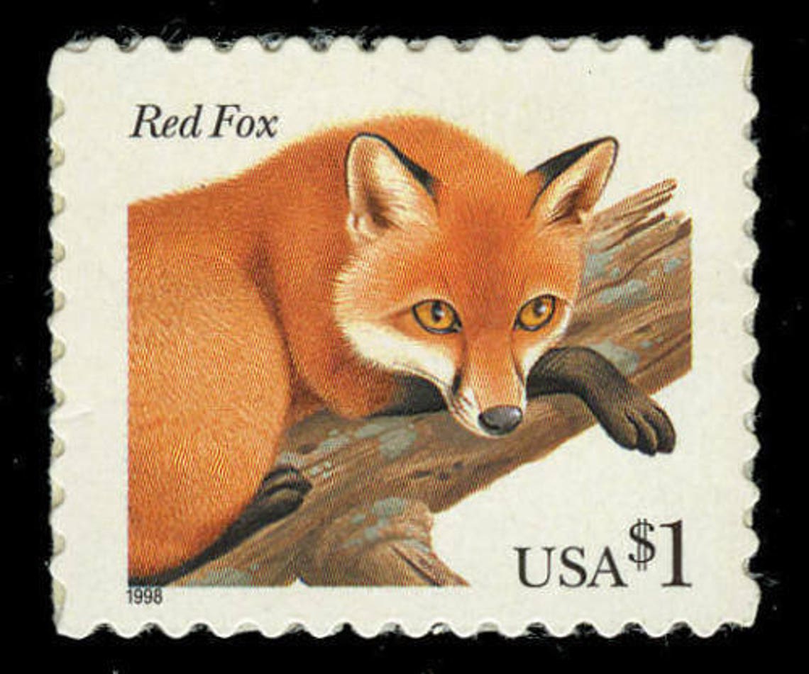 Vintage Unused Postage Stamps - Red Fox // 1 Dollar Stamp // Face Value ...