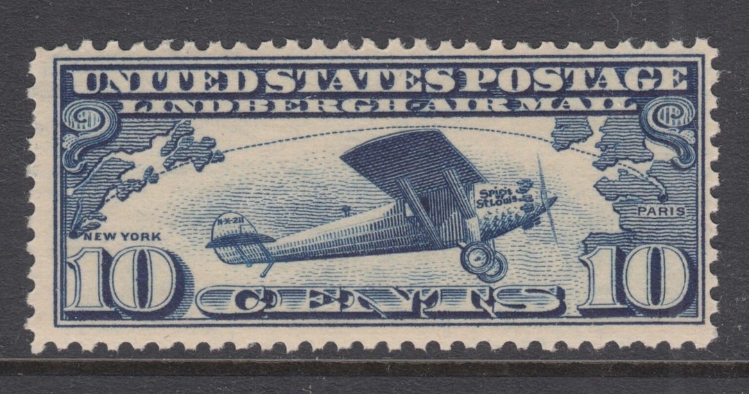 One 1 Unused Vintage US Postage Stamps - 1927 Charles Lindbergh's Plane ...
