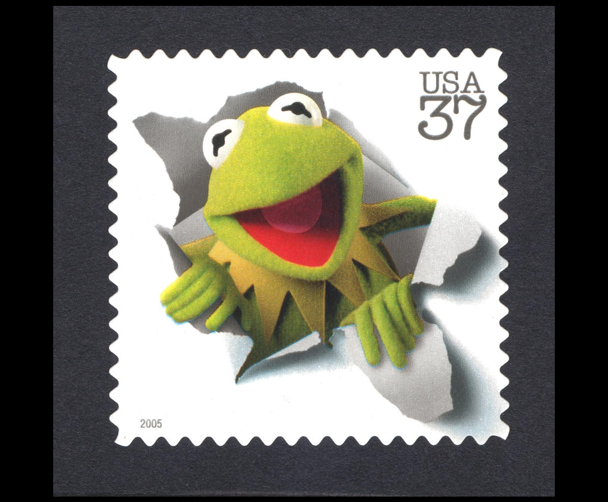 One 1 Unused Postage Stamp // Jim Henson's Muppets: Kermit the Frog 37c ...