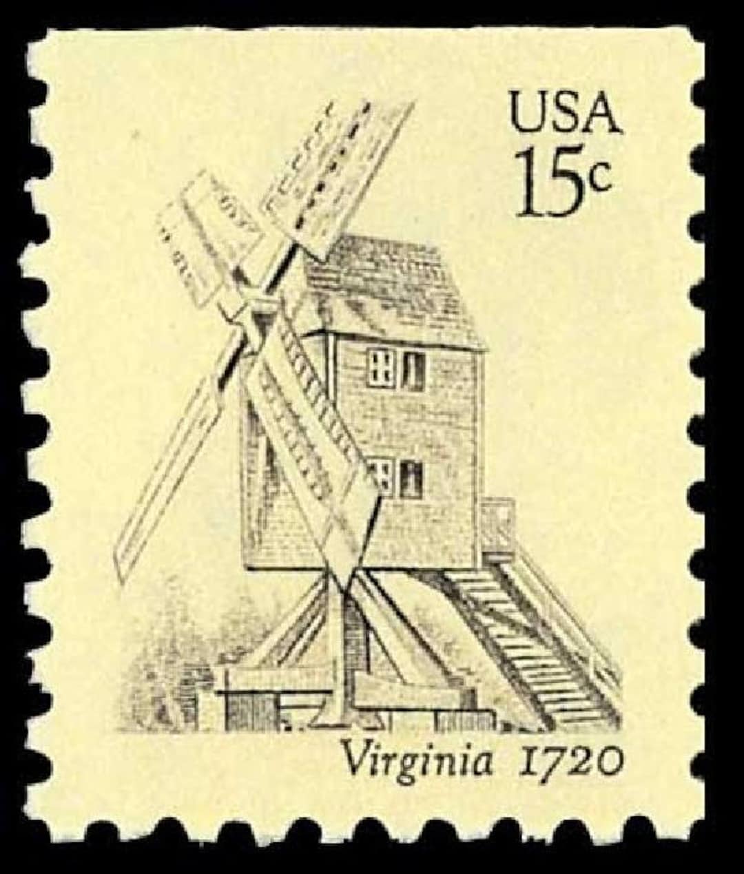 Five 5 Virginia Windmill, 1720 15c Stamps // Vintage Unused Postage ...
