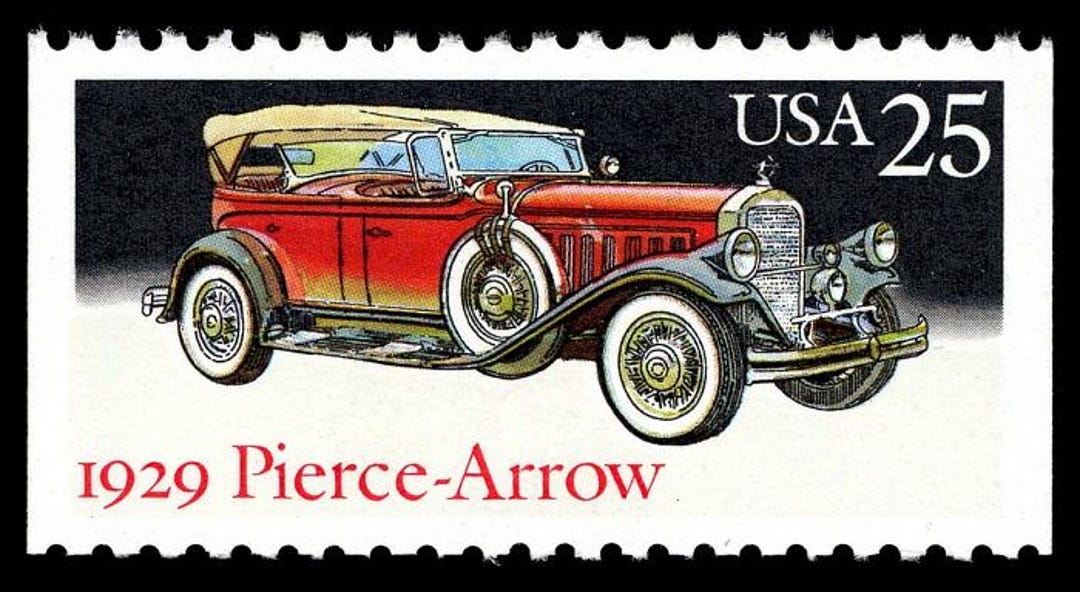 Vintage Postage Stamps 1929 Pierce-arrow 25c // Classic Cars // 25 Cent ...