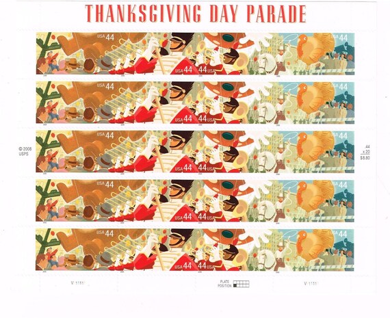 Twenty Thanksgiving Day Parade // 44 cent stamps // Face value 8.80 ...