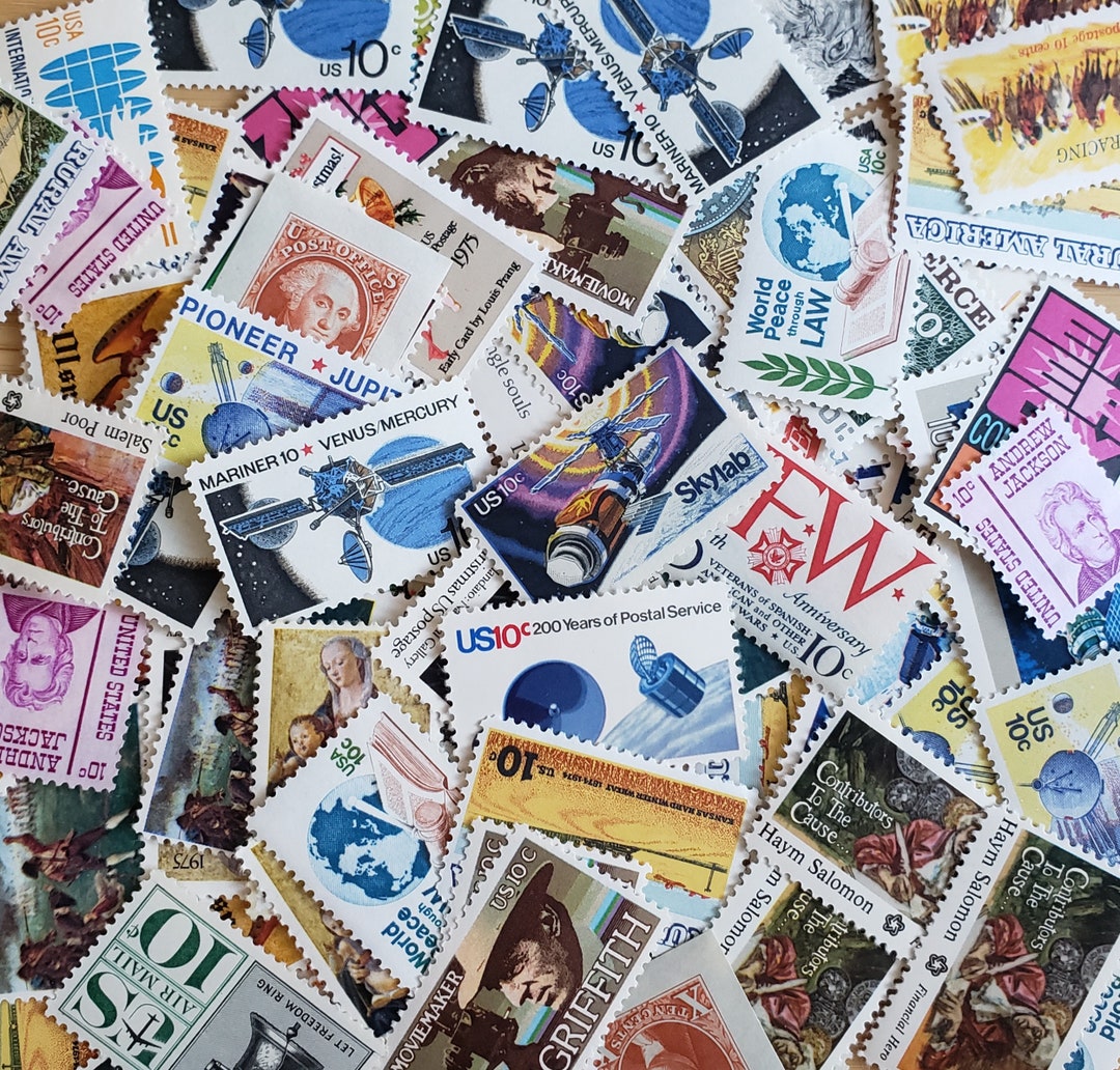1970s Vintage 10 Cent Postage Stamps: 25 Unique Designs - Etsy