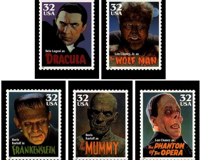 Five 5 Vintage Unused Postage Stamps Movie Monsters 5 | Etsy