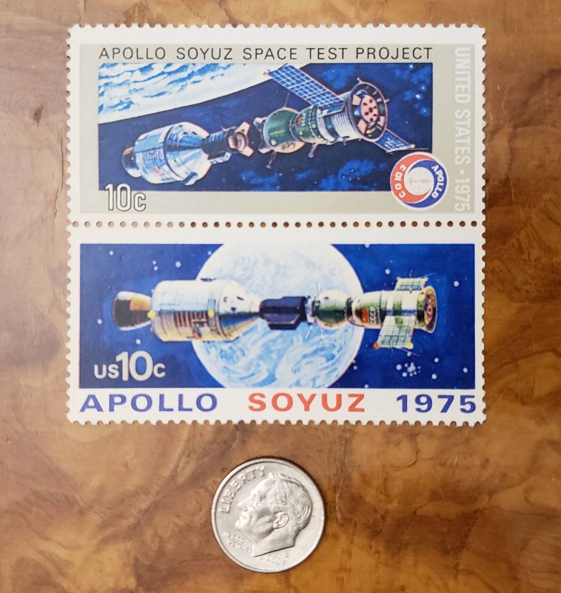 Two 2 Vintage Unused Postage Stamps Apollo Soyuz Oversized - Etsy