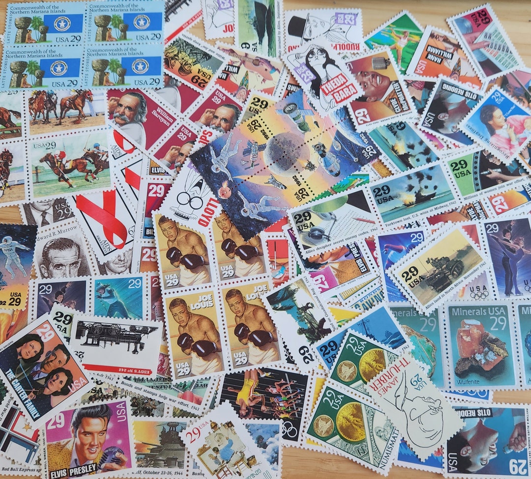 25 ALL DIFFERENT Vintage Unused 29c Postage Stamps // Vintage 29 Cent ...