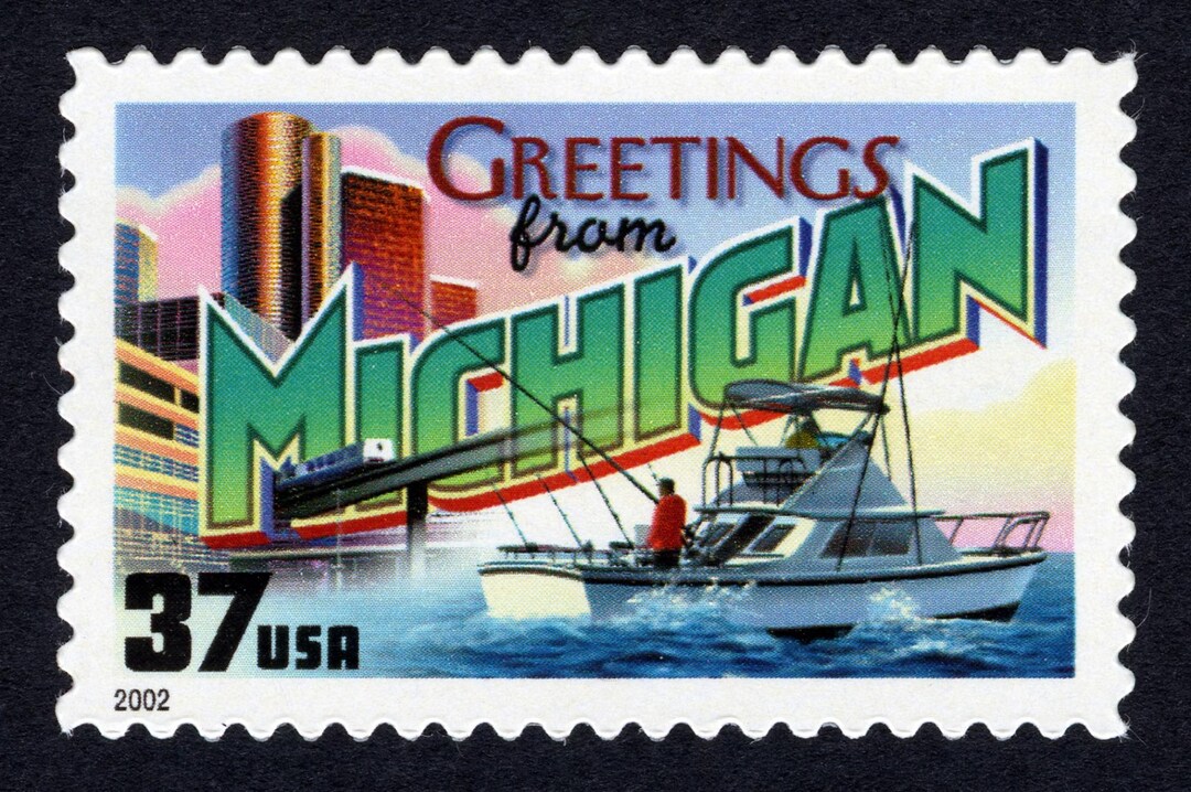Five 5 Greetings From Michigan 34c Stamps // Unused Postage Stamps ...