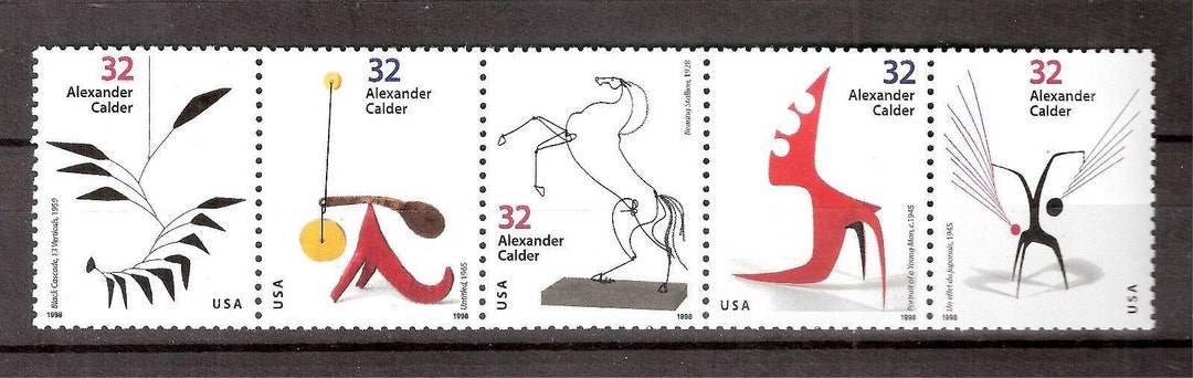 Five 5 Unused Vintage Stamps // Alexander Calder 32c // 32 Cent Stamps ...
