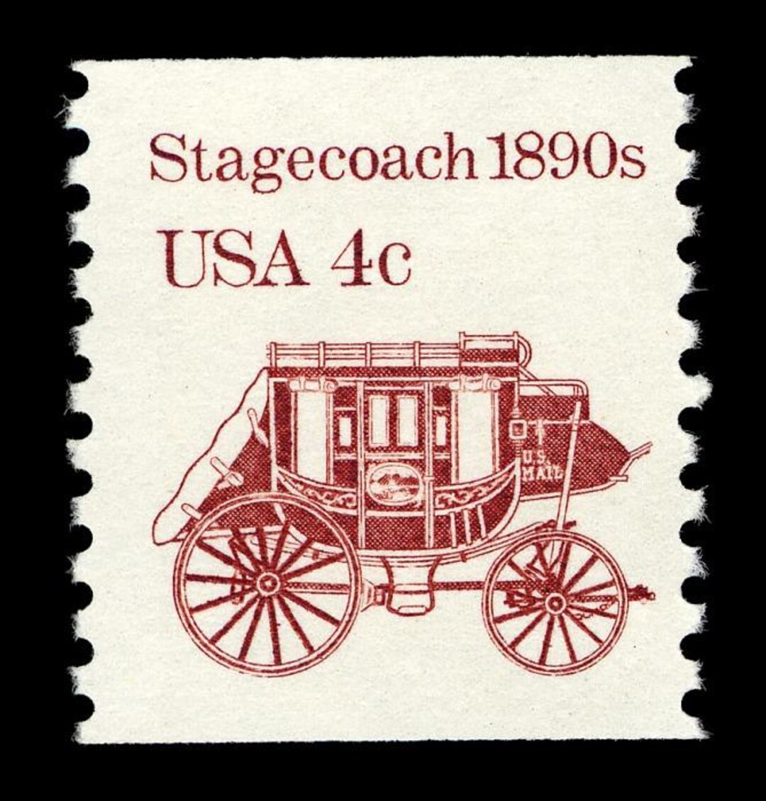 Five 5 Stagecoach 1890s Stamp 4c // Unused Vintage 4 Cent Stamps ...