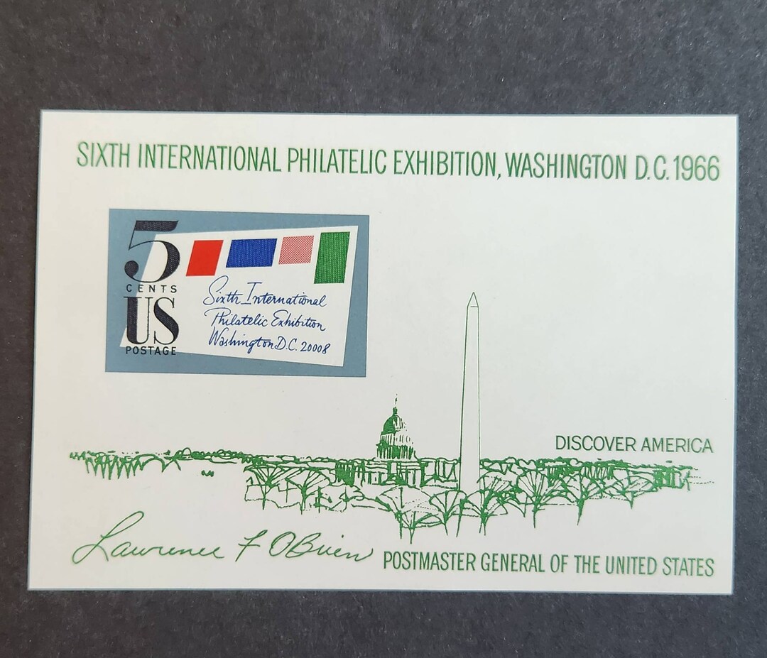 One 1 SIPEX 1966 International Stamp Show 5c Mini-sheet // Vintage ...