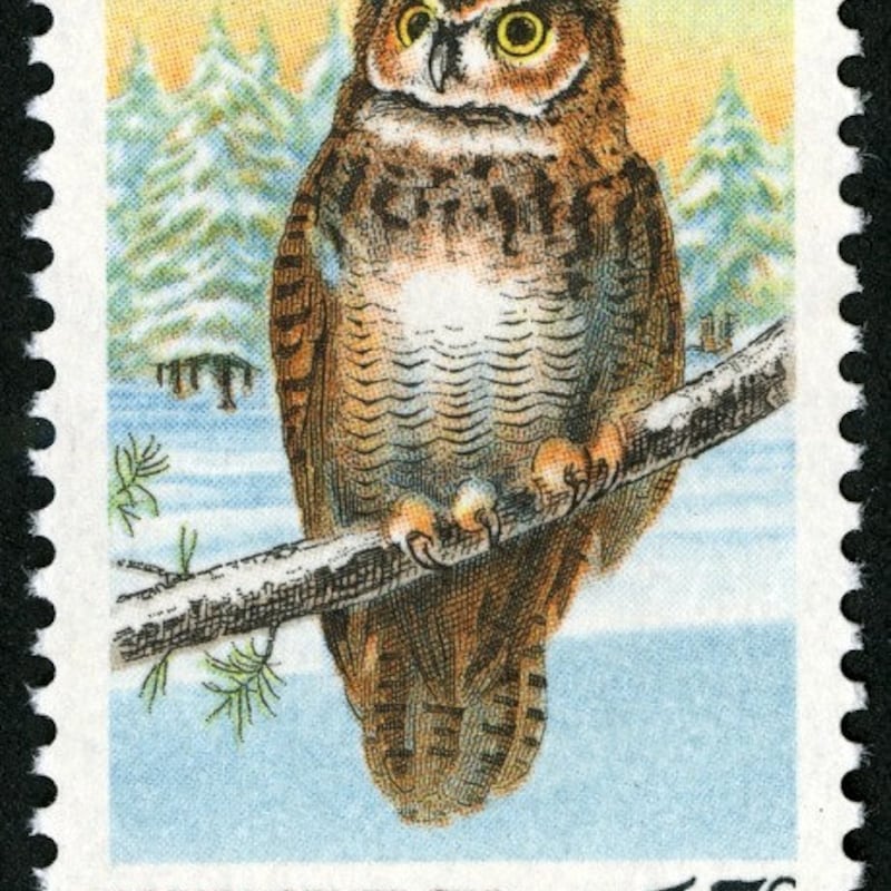 Owl Post Stamp - Etsy