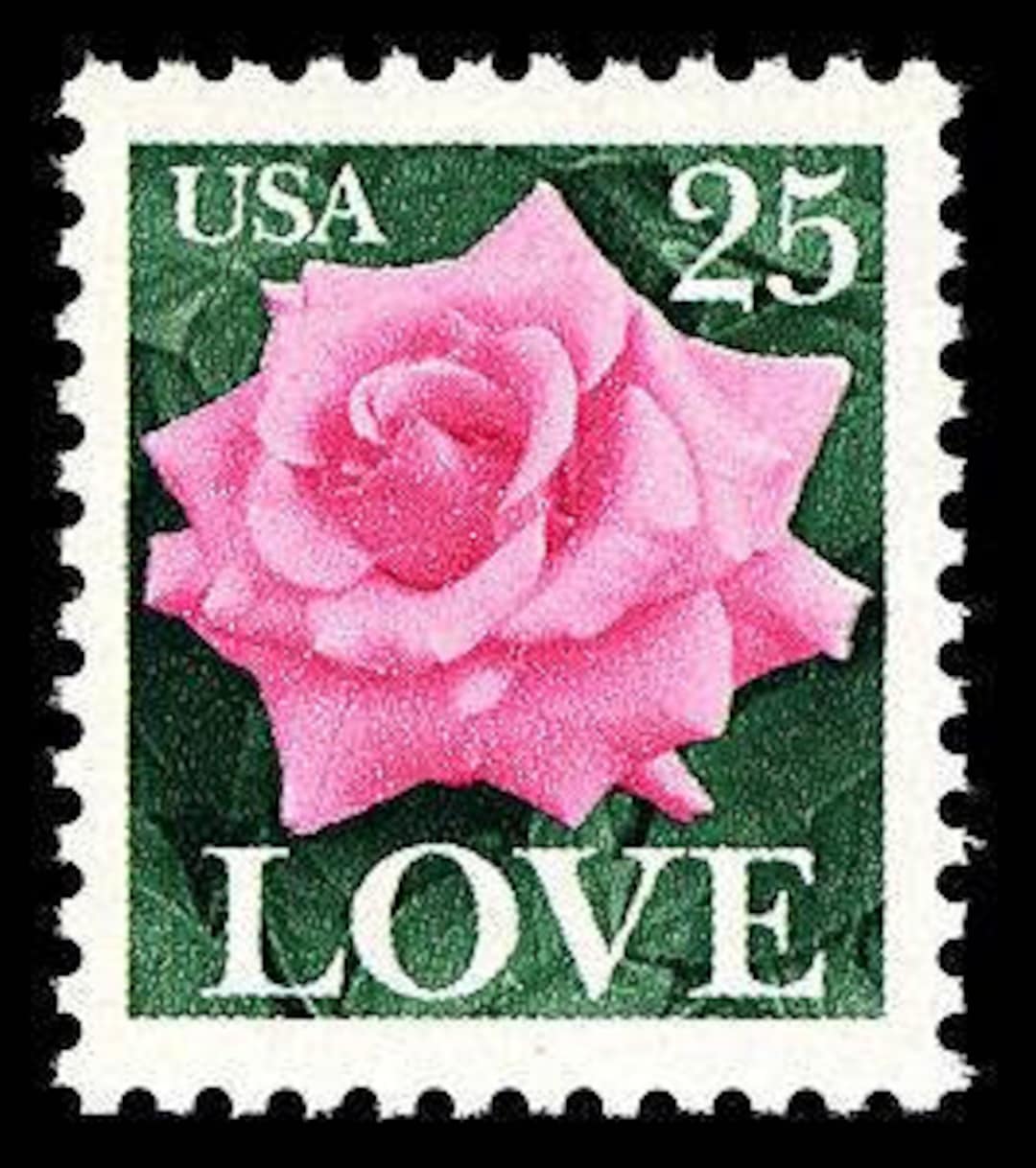 Five 5 Unused Postage Stamps - Pink Rose Love 25c // 25 Cent Stamps ...