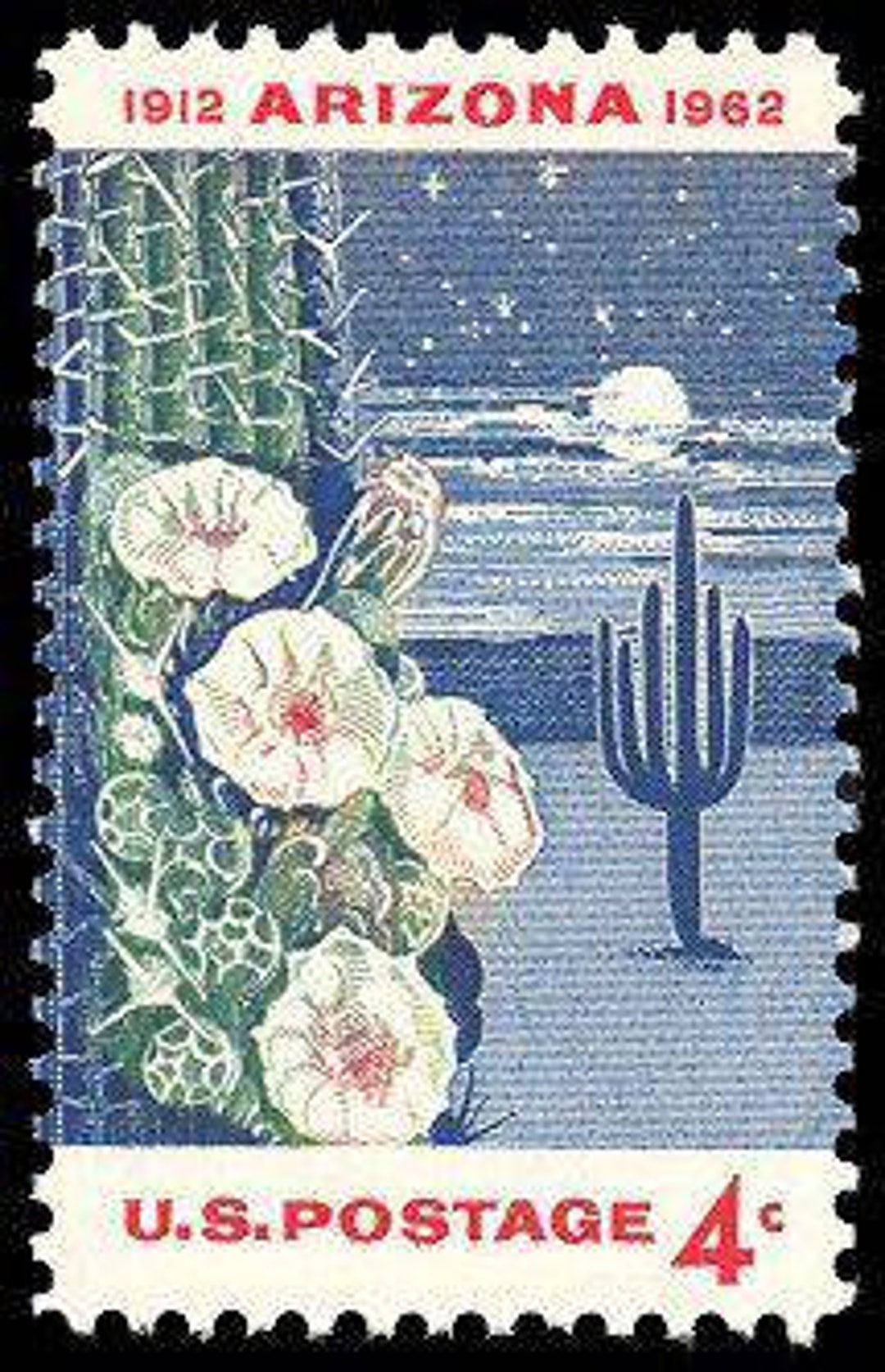 Five 5 Vintage Unused Postage Stamps - Arizona 4c // 4 Cent Stamps ...