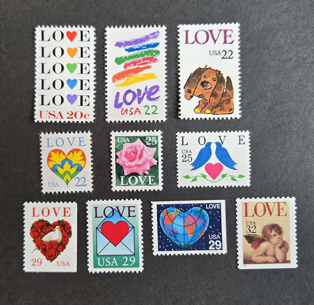 Collection of Ten 10 Love Stamps // Vintage Unused Postage Stamps ...