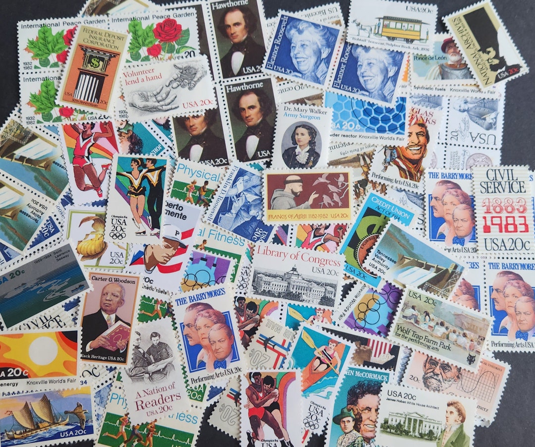 25 Vintage Unused 1980s Postage Stamps 20c // ALL DIFFERENT Vintage 20 ...