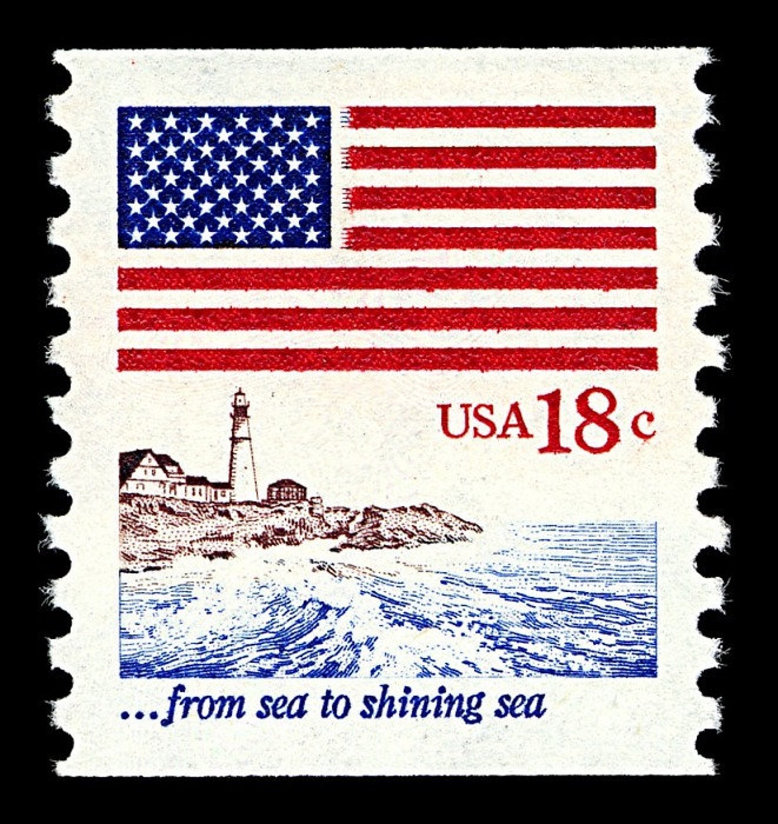 Five 5 "from Sea to Shining Sea" Stamp 18c // Coastal Seascape 18 Cent ...