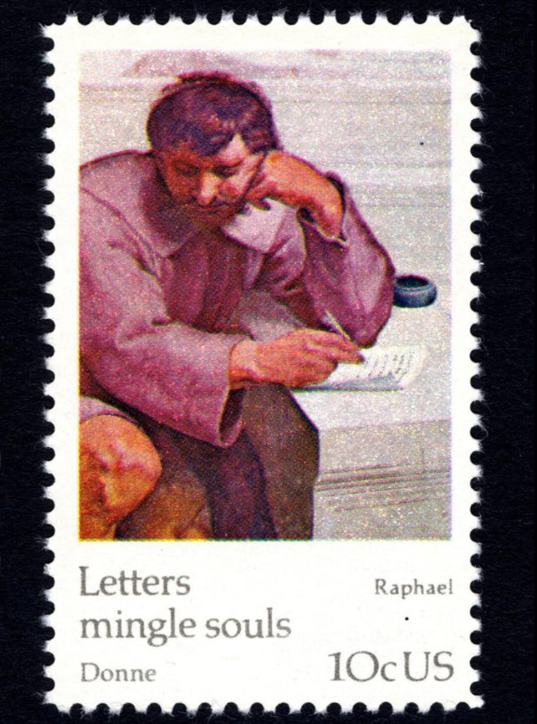 Five 5 Portrait of Michelangelo by Raphael 10c Stamps // Letters Mingle ...