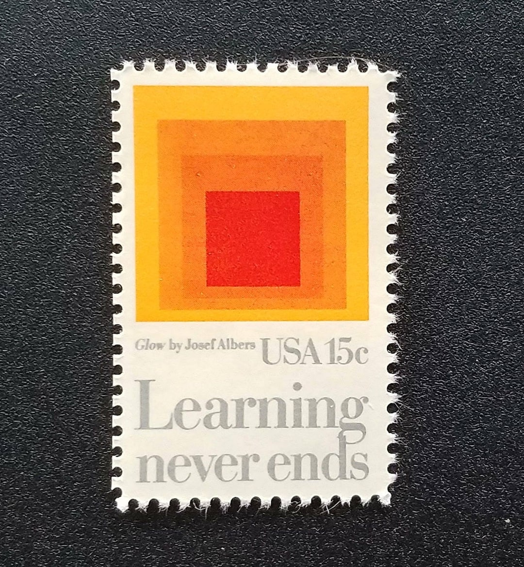Five 5 Learning Never Ends 15c Stamp // Vintage Unused Postage Stamps // 15 Cent Stamps // Face ...