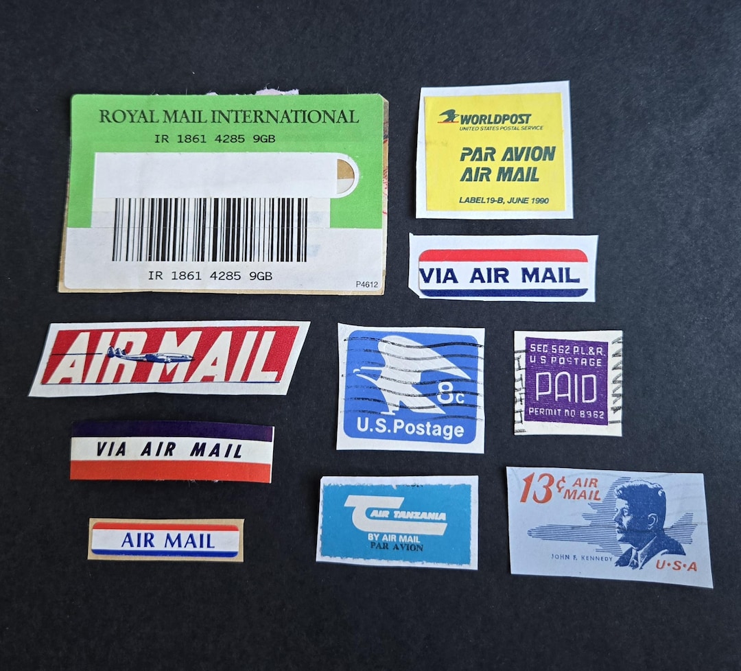 Vintage 1950s - 1990s Air Mail Labels, Cancelled // Par Avion, via Air ...