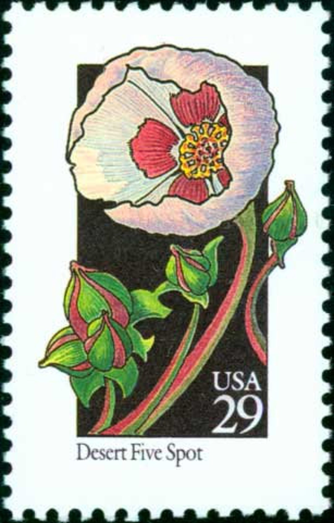 Five 5 Desert Five Spot 29c Stamps // Wildflowers // Vintage Unused ...