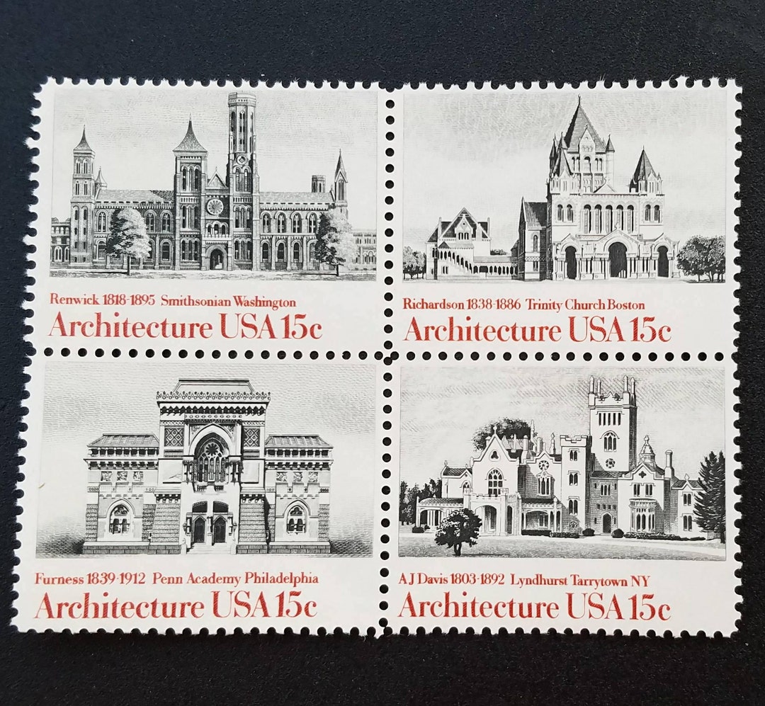 Architecture Stamps: 15 Cent Vintage Unused Postage (set of 4) - Etsy