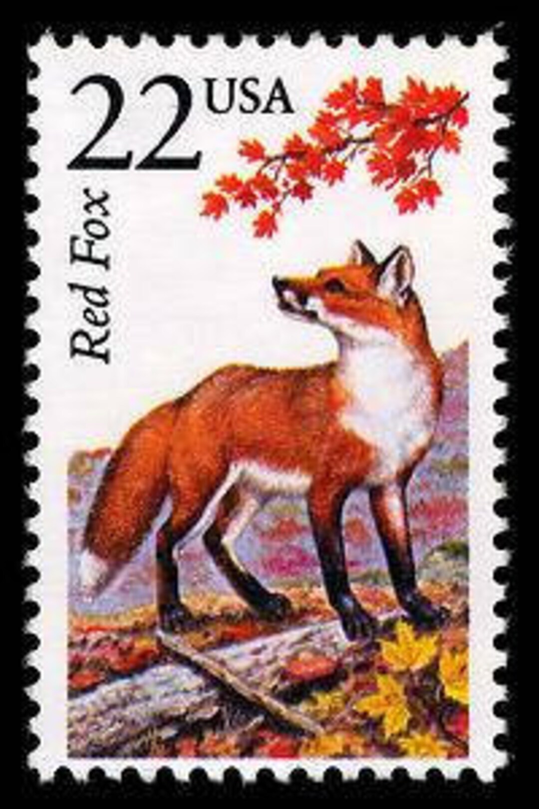 Five 5 Red Fox 22c Stamps // North American Wildlife // Vintage Unused ...