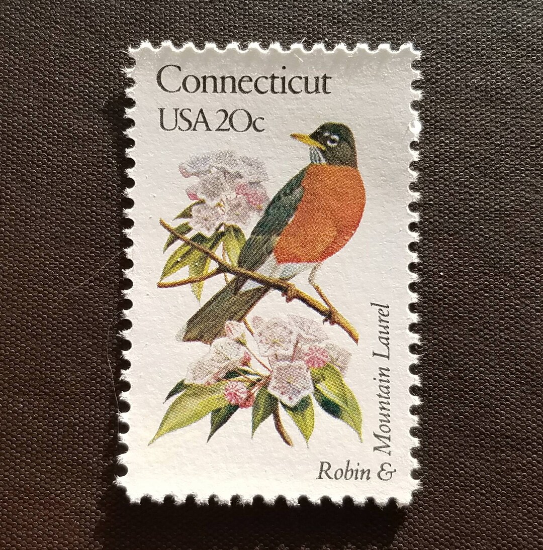 Vintage Connecticut Bird & Flower 20c Postage Stamps: 20 Cent, Set of 5 ...