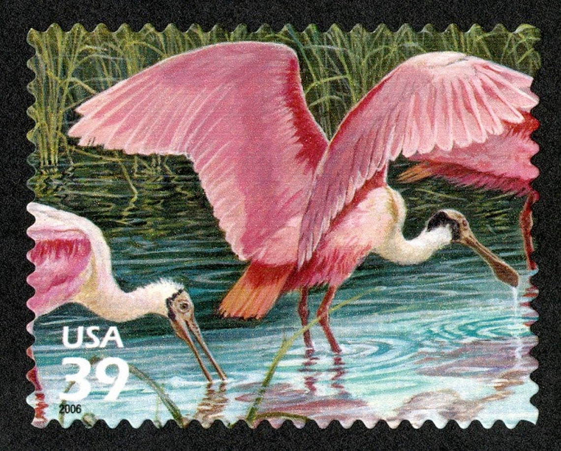 One 1 Roseate Spoonbill 39c Stamp // Southern Florida Wetland 39c (8th ...