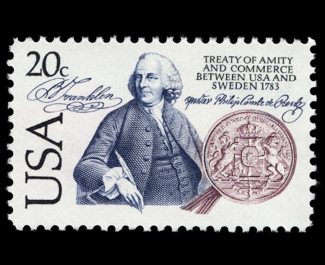 Five 5 Treaty of US Sweden Amity 20c Stamps // Vintage Unused Postage ...