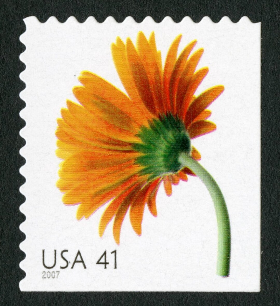 One 1 Orange Gerbera Daisy 41c Stamp // Beautiful Blooms // Unused ...