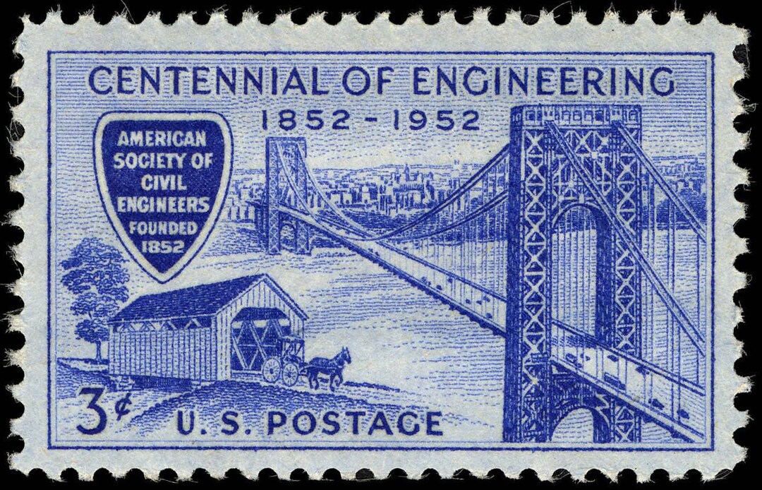 Brooklyn Bridge Stamp: Centennial of Engineering, 3 Cent Vintage ...