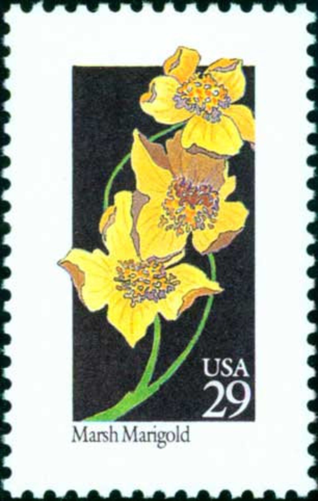 Five 5 Marsh Marigold 29c Stamps // Wildflowers // Vintage Unused ...