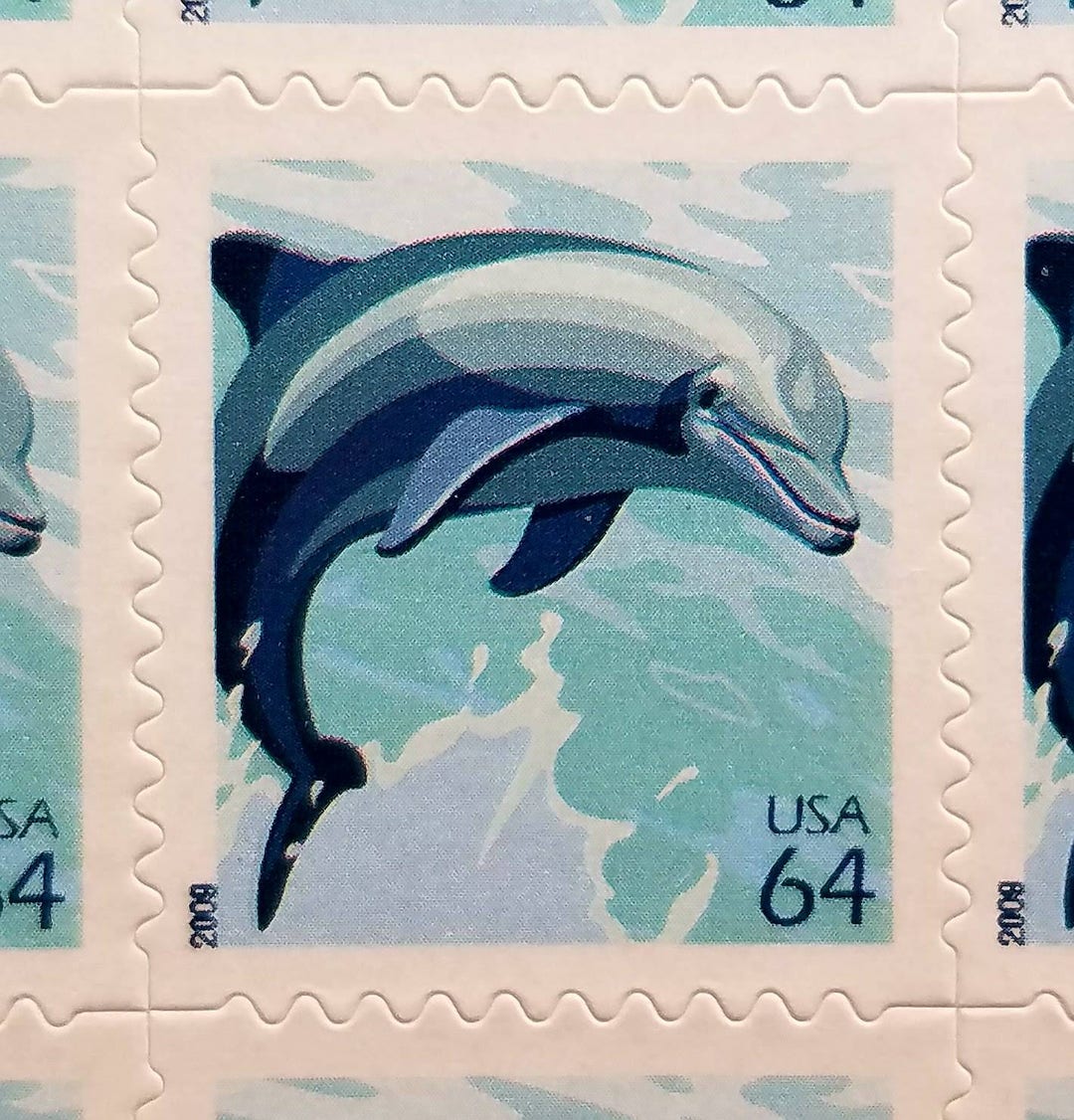 Five (5) Vintage Unused Postage Stamps - Dolphin 64c // 64 Cent Stamps ...