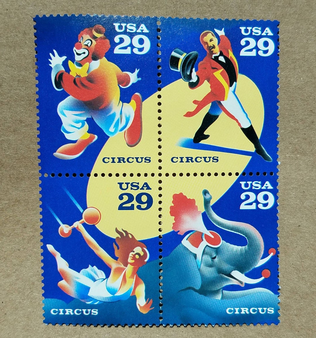 Four 4 Circus 29c // Vintage Unused Postage Stamps 29 Cent Stamps ...