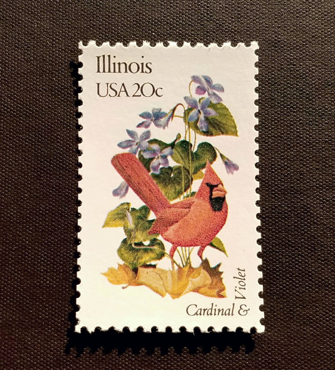 Vintage Illinois Bird and Flower 20c Postage Stamps – Cardinal & Violet ...