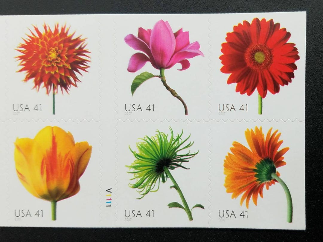 Twenty (20) Unused Postage Stamps - Beautiful Blooms // 41 Cent Stamps ...