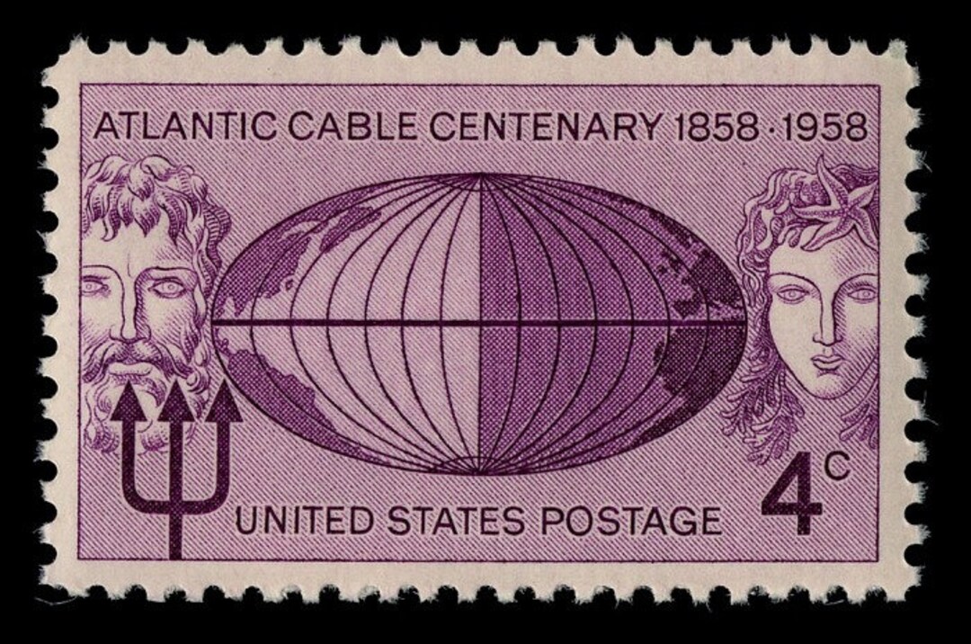 Five 5 Atlantic Cable 4c Stamp 1950s // Vintage Unused Postage Stamps 4 ...