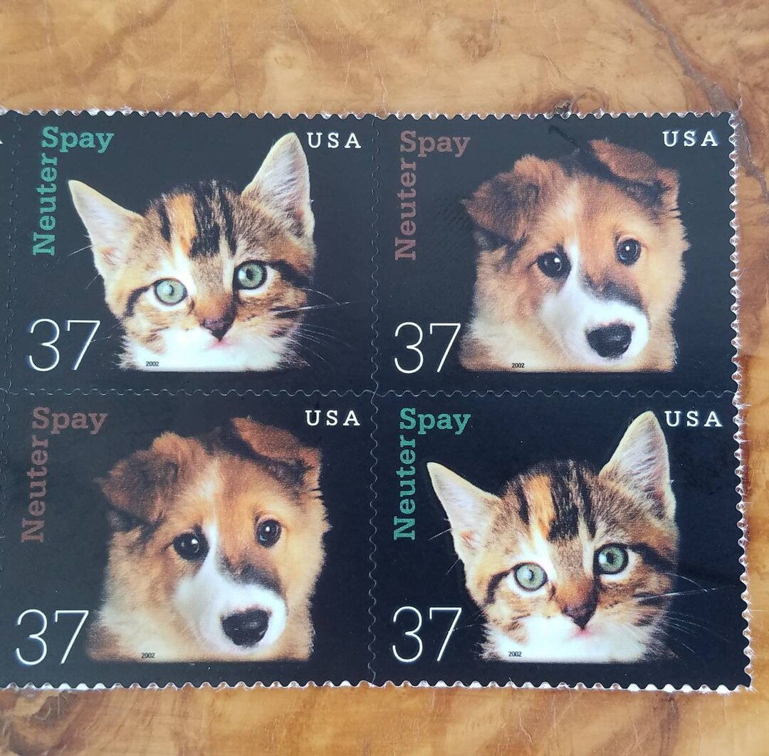Spay Neuter Kitten & Puppy Stamps: 37 Cent US Postage (4 Unused) - Etsy