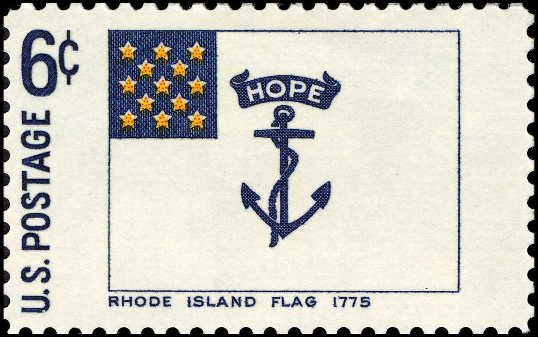 Vintage 1968 Rhode Island 1775 Flag 6c Stamps // 6 Cent Stamp // Set of ...