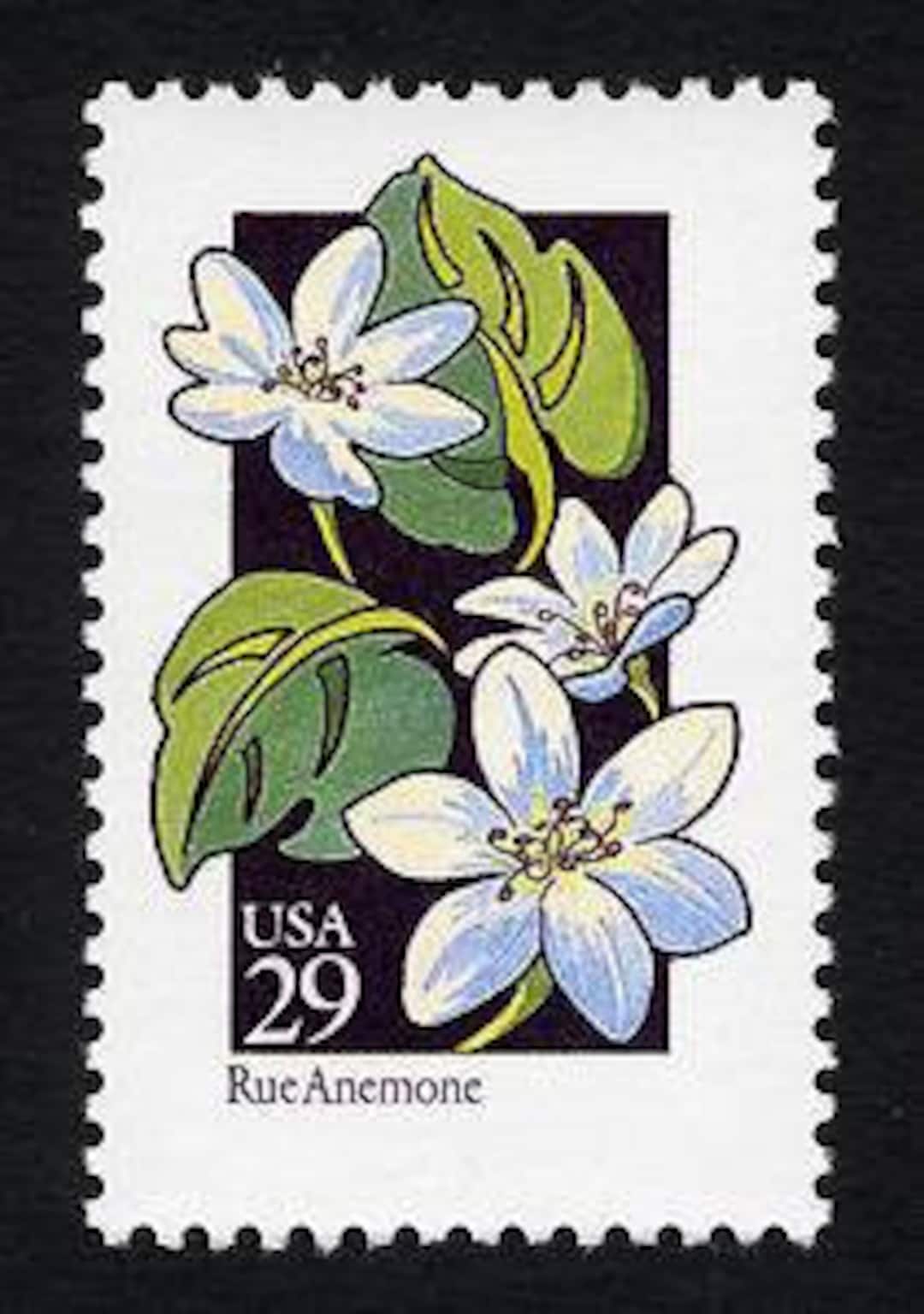 Five 5 Rue Anemony 29c Stamps // Wildflowers // Vintage Unused Postage ...