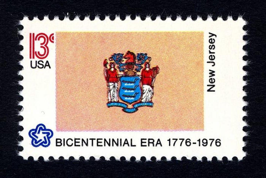 Five 5 New Jersey State Flag 13c // Vintage Unused Postage Stamps 13 ...
