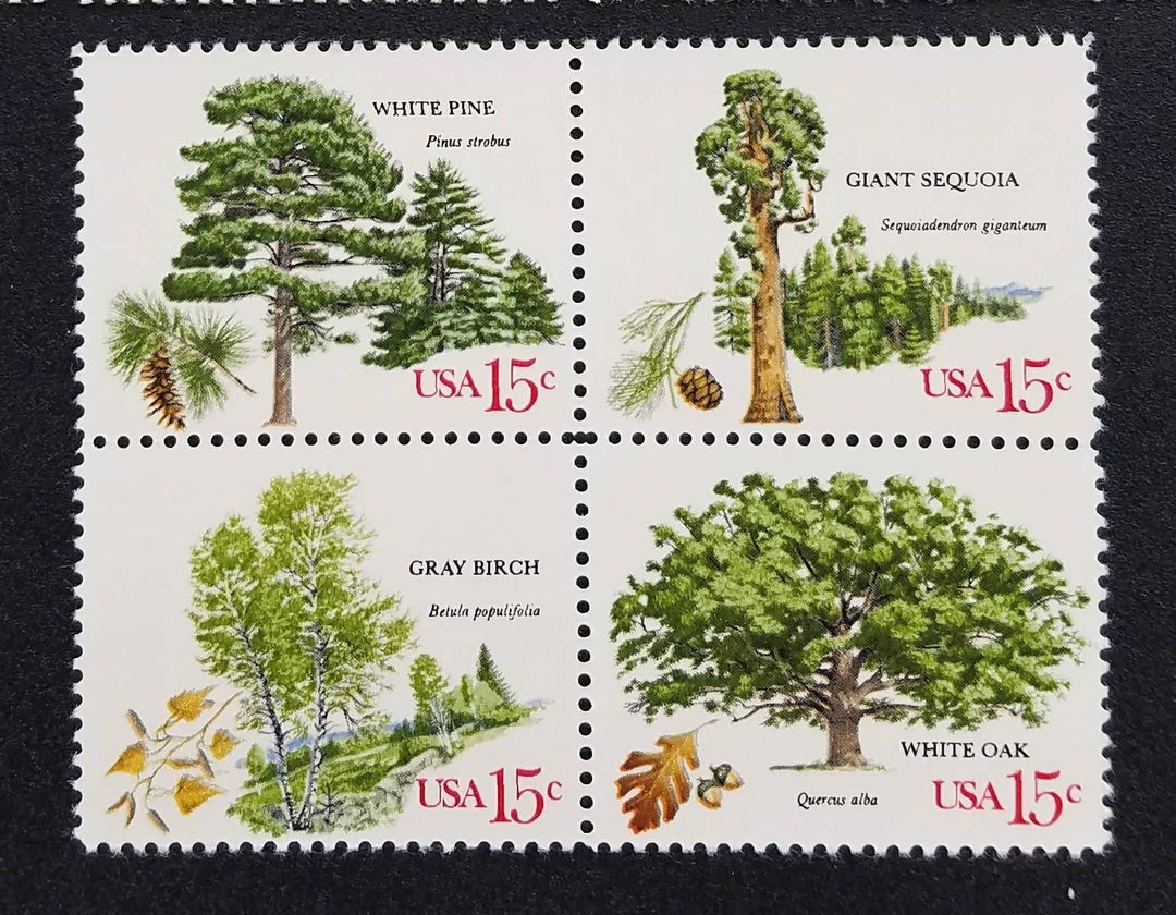 Four 4 Trees 15c // Vintage Unused Postage Stamps 15 Cent Stamps ...