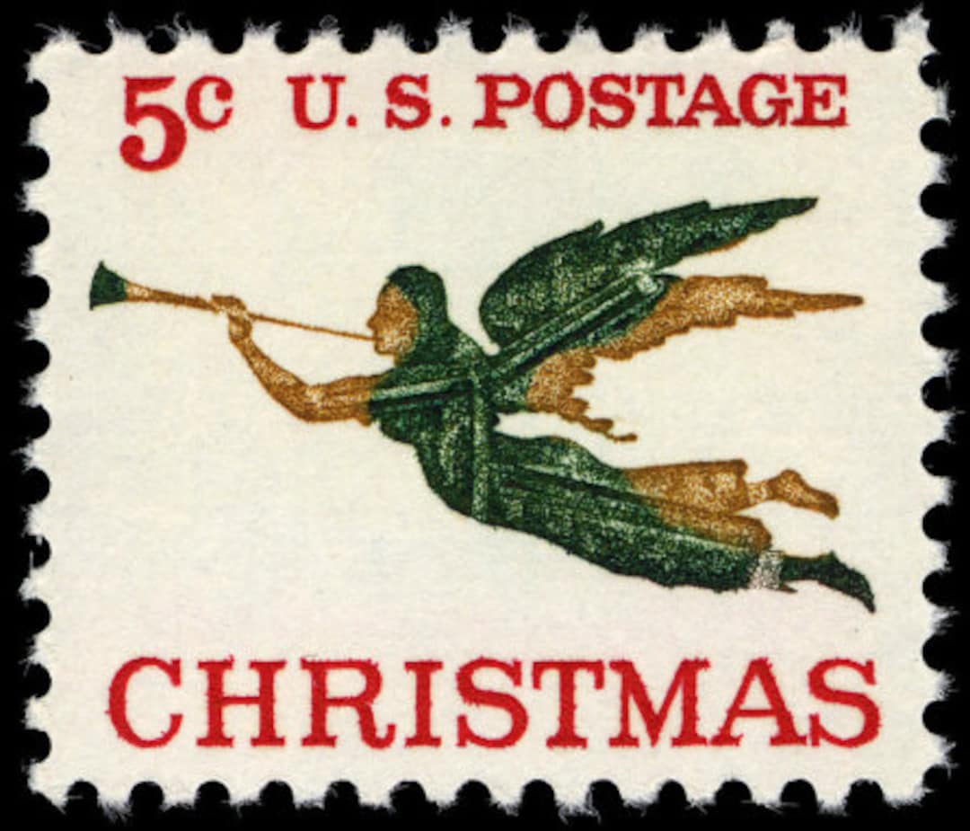 Five 5 Christmas Angel 5c // Vintage Unused Postage Stamps 5 Cent Stamp ...