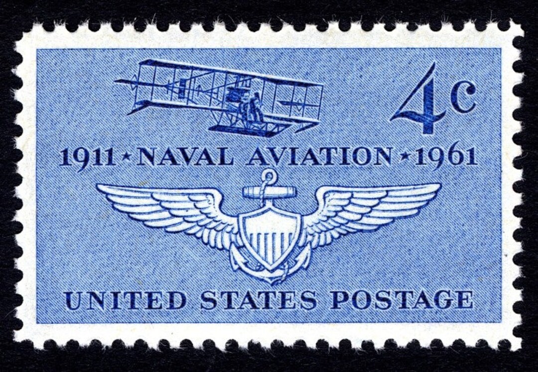 1961 Naval Aviation 4c Stamps // Five 5 Vintage Unused Postage Stamps ...