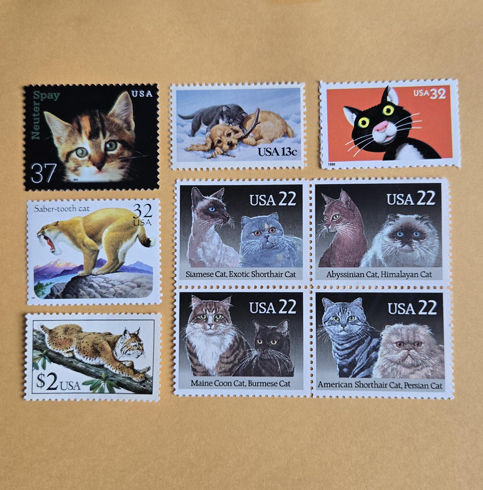 Cat Postage Stamp Collection // Unused Vintage US Postage Stamps ...