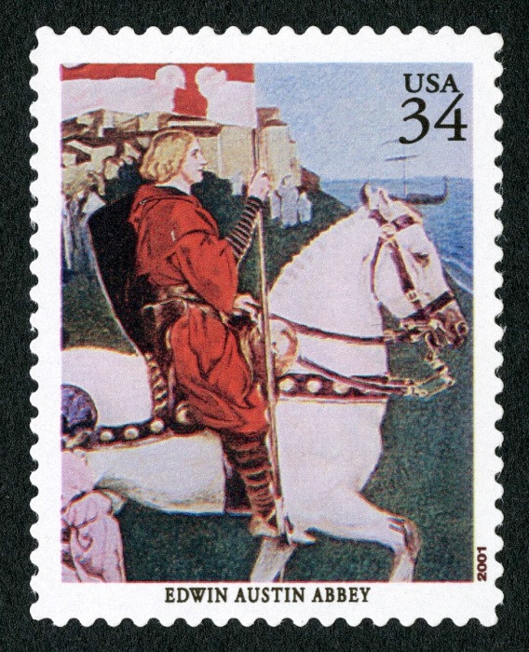 Vintage 2001 Postage Stamp Galahad's Departure, Quest of the Holy Grail ...
