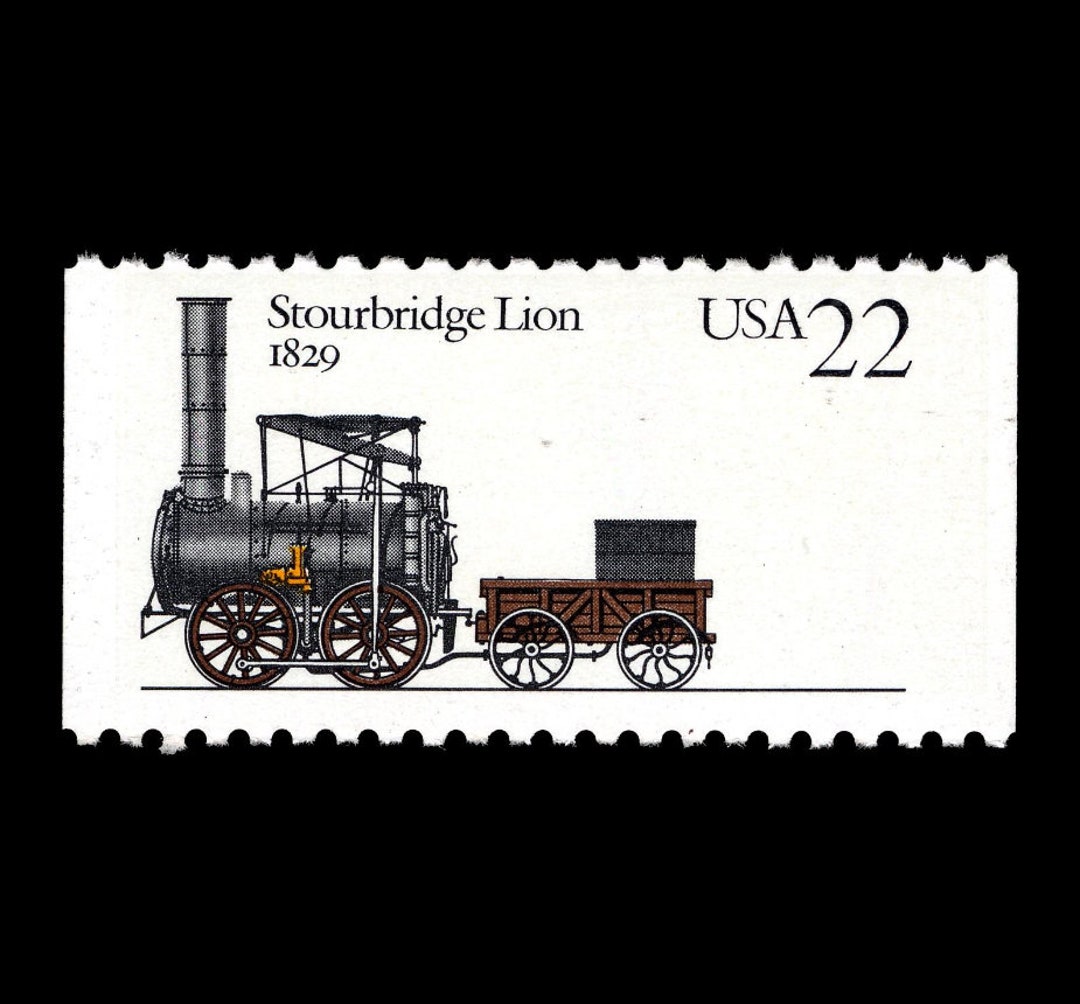 One 1 Stourbridge Lion Locomotive 22c // Vintage Unused Postage Stamp ...