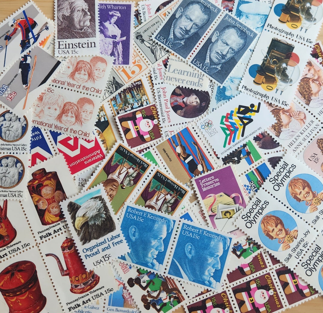 25 ALL DIFFERENT Vintage Unused 1980s Postage Stamps 15c // Vintage 15 ...