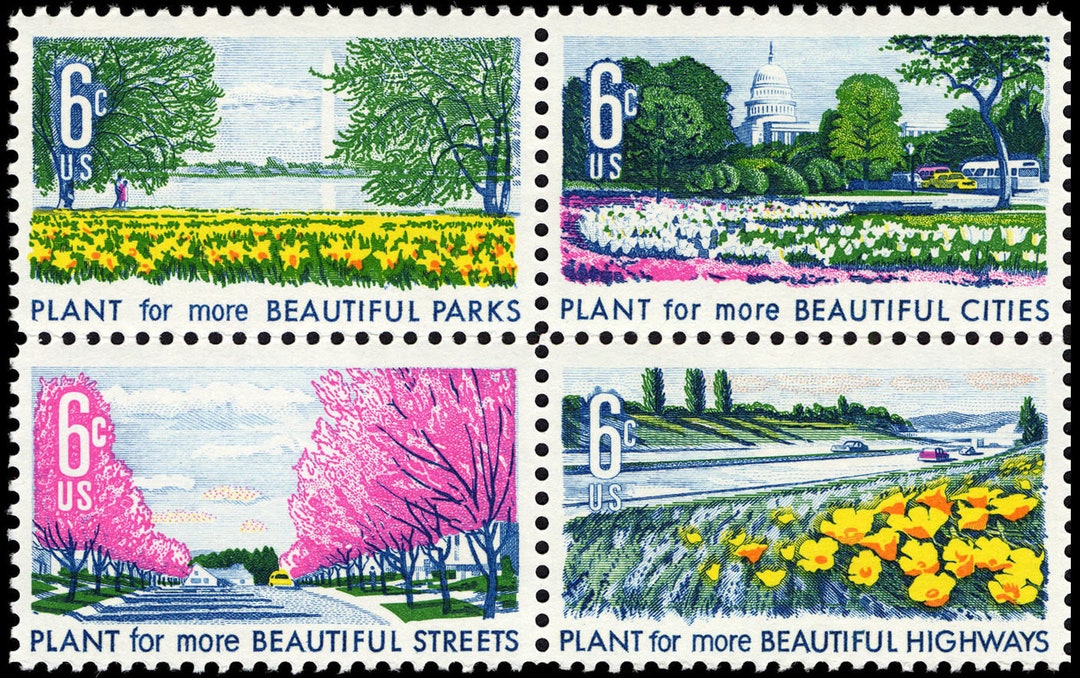 Four 4 Plant for a More Beautiful America 6c Stamps // Vintage Unused ...